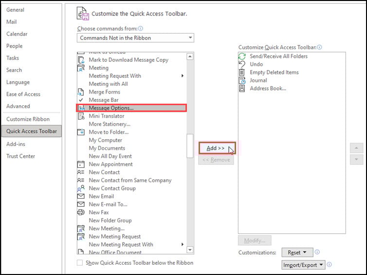 Microsoft Outlook Quick Access Toolbar Microsoft Outlook Quick Access Toolbar